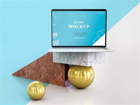 추상 돌과 노트북 프리미엄 Psd 파일