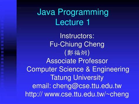 Ppt Java Programming Lecture 1 Powerpoint Presentation Free Download