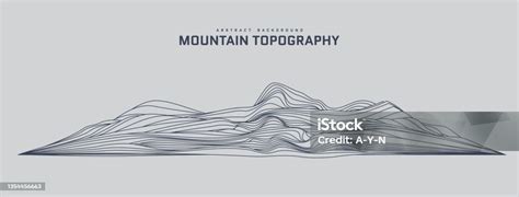 산 지형 추상적 배경 라인 아트 스타일에서 3d 미래 와이어 프레임 풍경 바위와 언덕의 구조의 실루엣 윤곽 고도 맵 템플릿입니다 벡터 카드 일러스트레이션 산에 대한 스톡