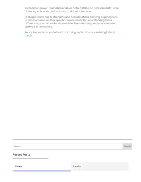 Mirroring Vs Replication Vs Clustering A Data Protection Comparison Pdf