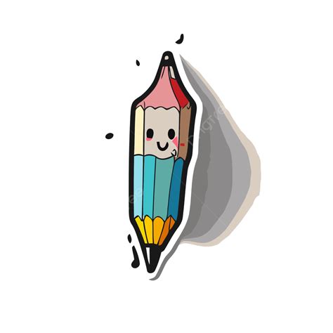 클립 아트 위에 연필이 있는 스티커 일러스트 벡터 고립 된 만화 크레용 개요와 스티커 디자인 상표 스티커 일러스트 Png 일러스트 및 벡터 에 대한 무료 다운로드