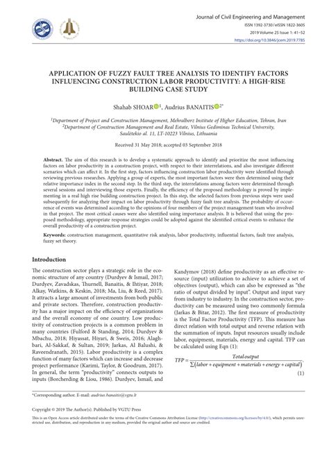 PDF Application Of Fuzzy Fault Tree Analysis To Identify Factors Influencing Construction