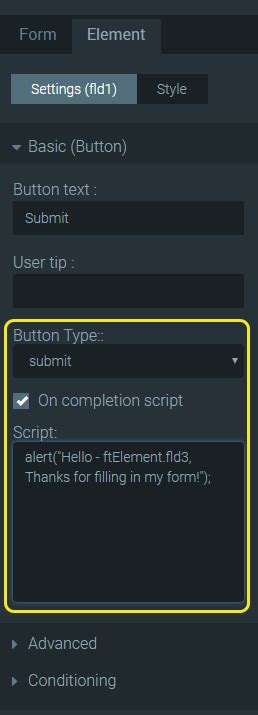 On Completion Script In Button
