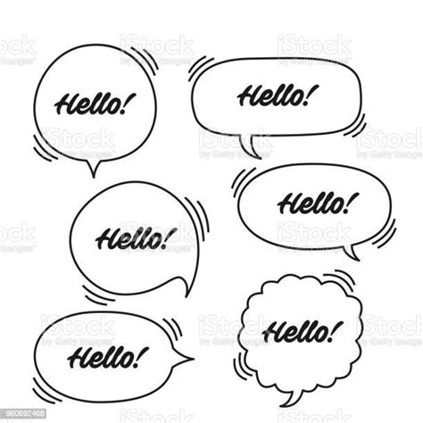 트렌디한 연설 거품 메시지 벡터 일러스트 레이 션 된 평면 설계에서 설정 Brand Name Online Messaging Platform에 대한 스톡 벡터 아트 및 기타