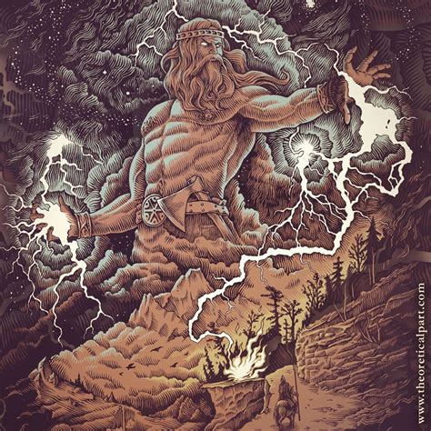 Perun By Theoretical Part Slavic Mythology Thunder God Ink Drawing