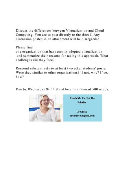 Discuss The Differences Between Virtualization And Cloud Computidocx