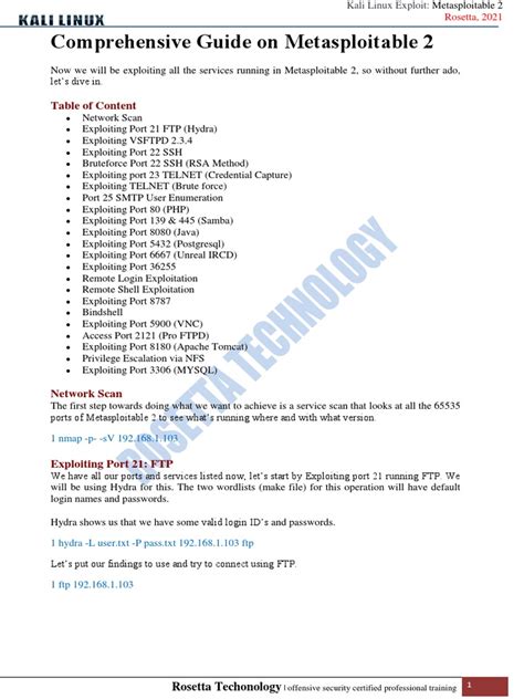 Comprehensive Guide On Metasploitable 2 Pdf File Transfer Protocol