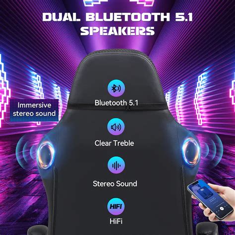 Gtplayer Rgb Gaming Chair With Speakers High Back Reclining Office