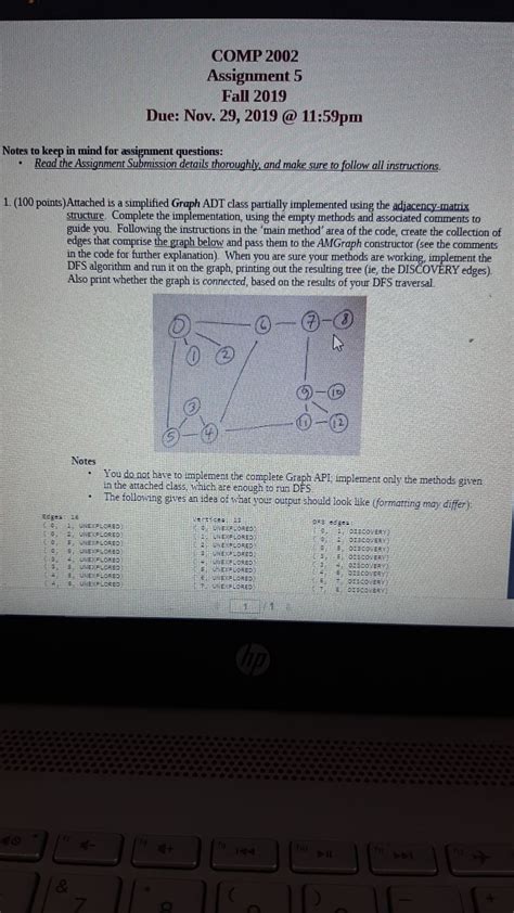 Comp 2002 Assignment 5 Fall 2019 Due Nov 29 2019