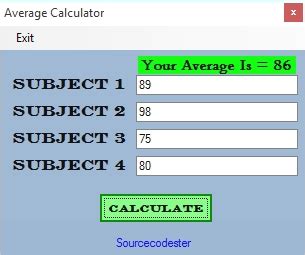 Visual Basic Average Calculator SourceCodester