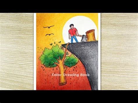 How To Draw Save Tree Save Earth Scenery Environment Day Drawing Colorful Drawings Easy