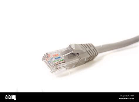 LAN Cable Cord CAT5E With RJ45 Head For Computer Network Connecting Isolated On White