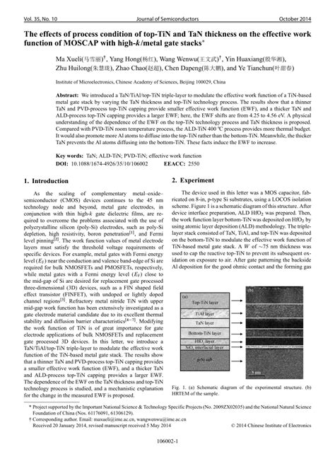 Pdf The Effects Of Process Condition Of Top Tin And Tan Thickness On The Effective Work
