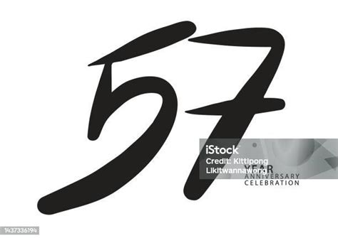 57 주년 기념 축 하 블랙 컬러 로고 타입 벡터 57 숫자 디자인 57 번째 생일 초대장 로고 번호 디자인 벡터 일러스트 레이 션 2022년에 대한 스톡 벡터 아트 및
