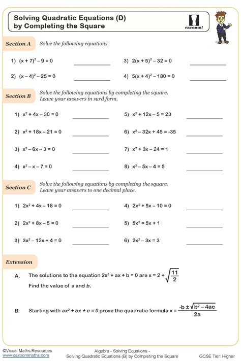 Solving Quadratic Equations D By Completing The Square