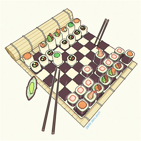 Iwse Zhang Original Highres Artist Name Chessboard Chopsticks Chromatic Aberration Dated