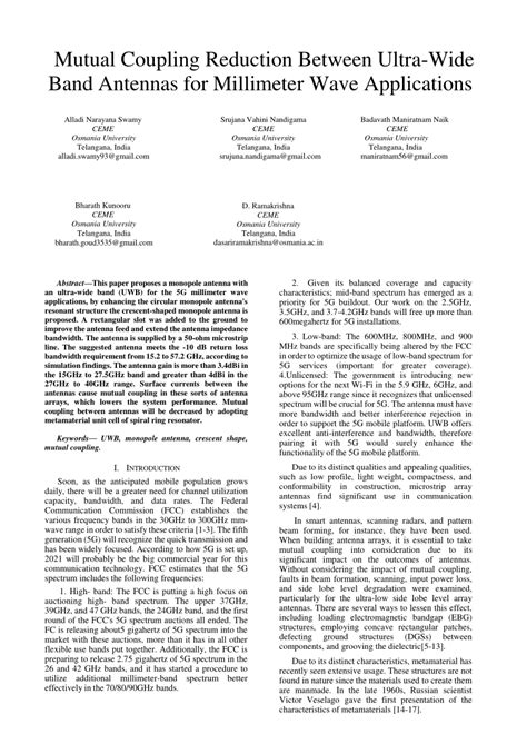 Pdf Mutual Coupling Reduction Between Ultra Wide Band Antennas For