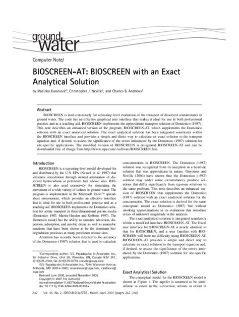 Pdf Bioscreen At Bioscreen With An Exact Analytical Solution