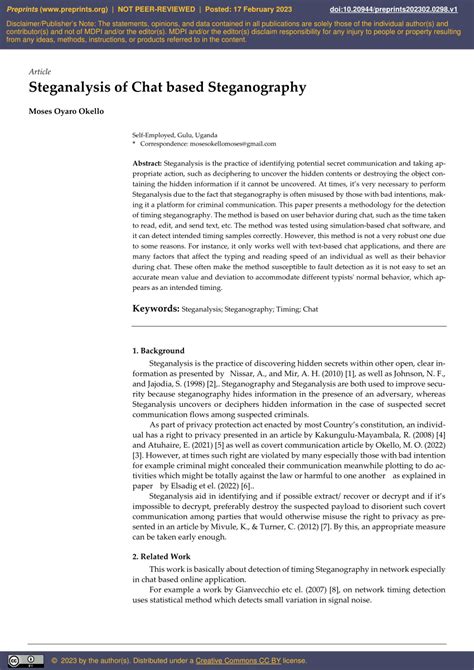 Pdf Steganalysis Of Chat Based Steganography