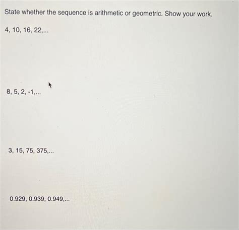 Solved State Whether The Sequence Is Arithmetic Or