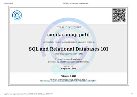 Sql Relationaldatabases Ibm Datamanagement Learningjourney Sanika Patil