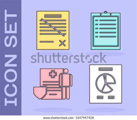 Set Document Graph Chart Delete File Stock Vector Royalty Free