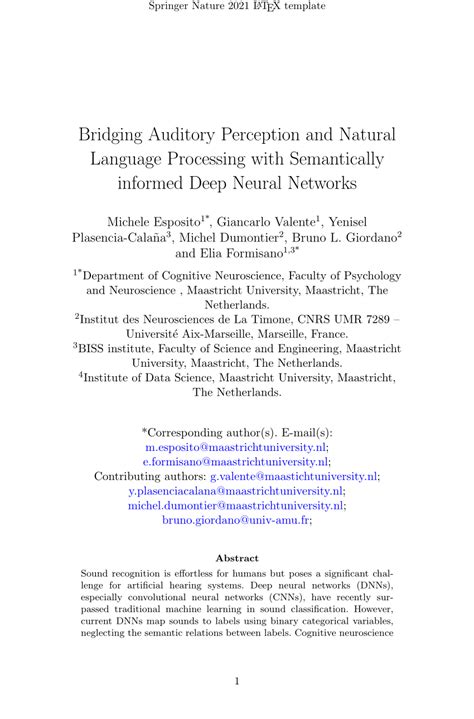 Pdf Bridging Auditory Perception And Natural Language Processing With Semantically Informed