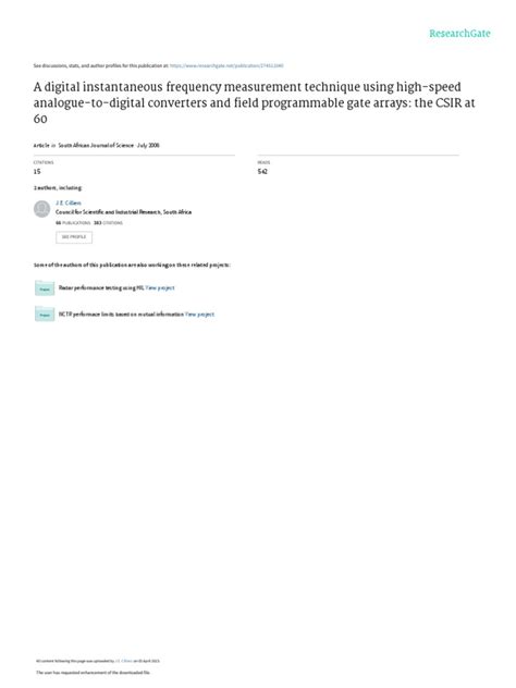 A Digital Instantaneous Frequency Measurement Tech Pdf Analog To