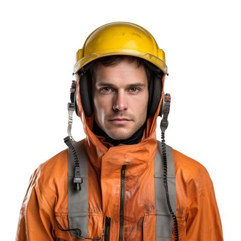 Premium Photo Portrait Engineer Confident Smiling White Background