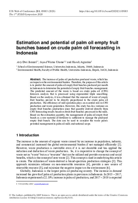 pdf estimation and potential of palm oil empty fruit bunches based on