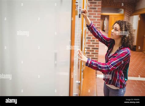 Pretty Babe Opening Her Locker Stock Photo Alamy