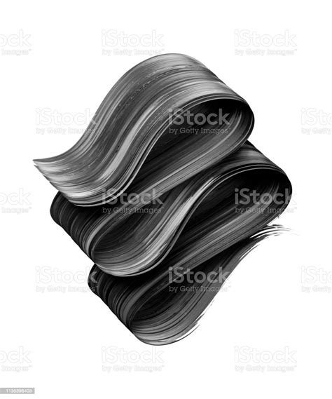3d 렌더링 추상 검은 브러시 스트로크 창조적 인 잉크 얼룩 접힌 리본 흰색 배경에 고립 된 디자인 요소 0명에 대한 스톡 사진 및 기타 이미지 Istock