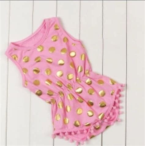 Pink And Gold Polka Dot Romper Outfit Girl Pink And Gold Birthday