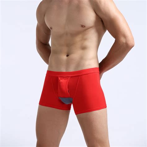 Jual Men Underwear Briefs Hollow Out Separates Scrotum Design Cotton