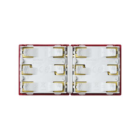 Double Schuko Socket Outlet 16a 250v~ With Safety Device And Quick Terminal Connection Red K45