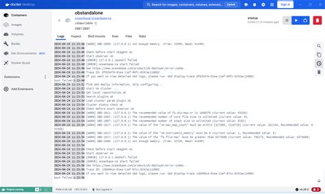 在docker（windows）中拉取了oceanbase社区版实例数据库后，如何启动docker中的oceanbase社区版实例，每次都得重新创建容器，否则就报错 Oceanbase