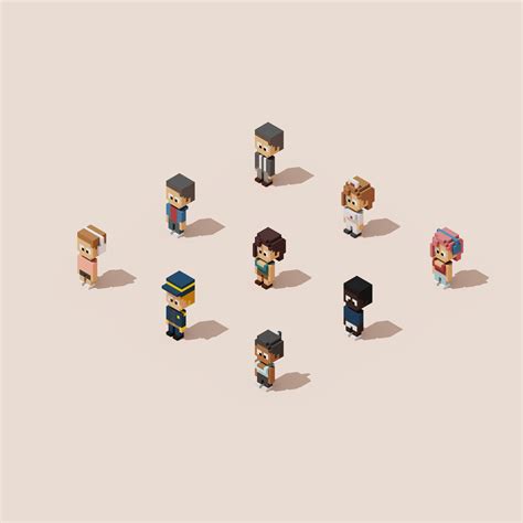 3d voxel character models pack 1 for 3d print and gaming stl file obj