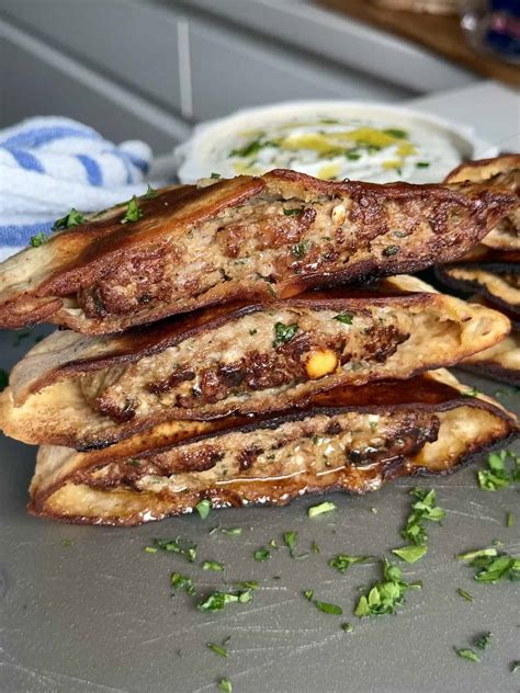 Arayes Crispy Meat Stuffed Pitas Hungry Happens