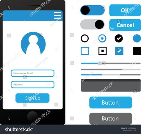 Mobile Application Ui Button Scrollbar 库存矢量图（免版税）1406753486 Shutterstock