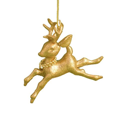 Gold Glitter Reindeer Prancing The Christmas Shop