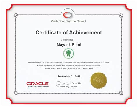 Oracle Cloud Customer Connect Green Ribbon Member Ppt