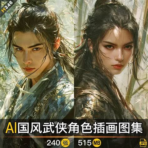 Ai国风武侠角色概念设定图集 古风武侠人物服装设计素材 插画临摹 淘宝网 花瓣网