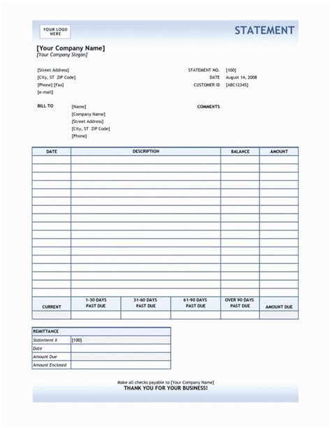 Free Billing Statement Template Our Trove Of Sample Statement Templates