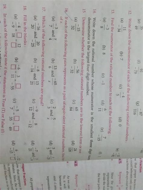 116−87 12 Write Down The Denominator Of Each Of The Following Rational