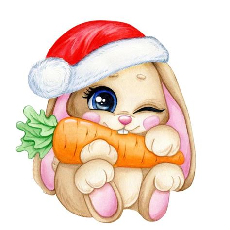 Акварельная иллюстрация кролика с морковью | Премиум Фото | Cute ...