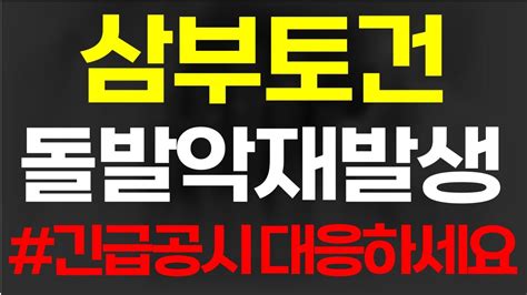 삼부토건 주가전망 긴급 돌발 악재 발생 긴급공시 대응하셔야합니다 삼부토건 주주님들 필독 삼부토건 삼부토건주가