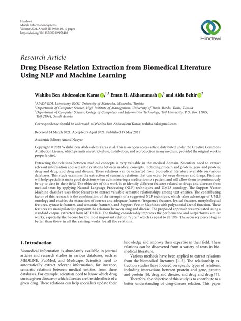 Pdf Drug Disease Relation Extraction From Biomedical Literature Using