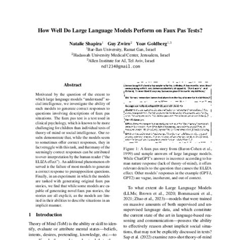 How Well Do Large Language Models Perform On Faux Pas Tests Acl Anthology