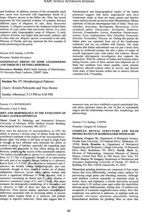 Diet And Morphology In The Evolution Of Early Australopithecus The