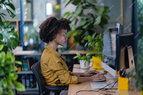 Premium Photo African Woman Programmer Writing Code On A Computer In